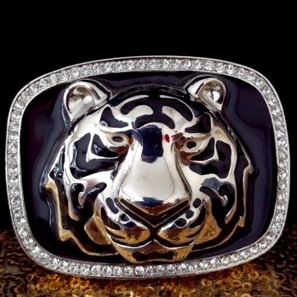 Accessories | Belt Buckle Tiger Black Silver | Poshmark